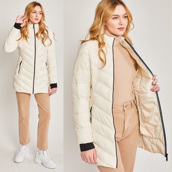 Love Tree | Jackets & Coats | New Ivory Ultra Light Long Line Thumb ...